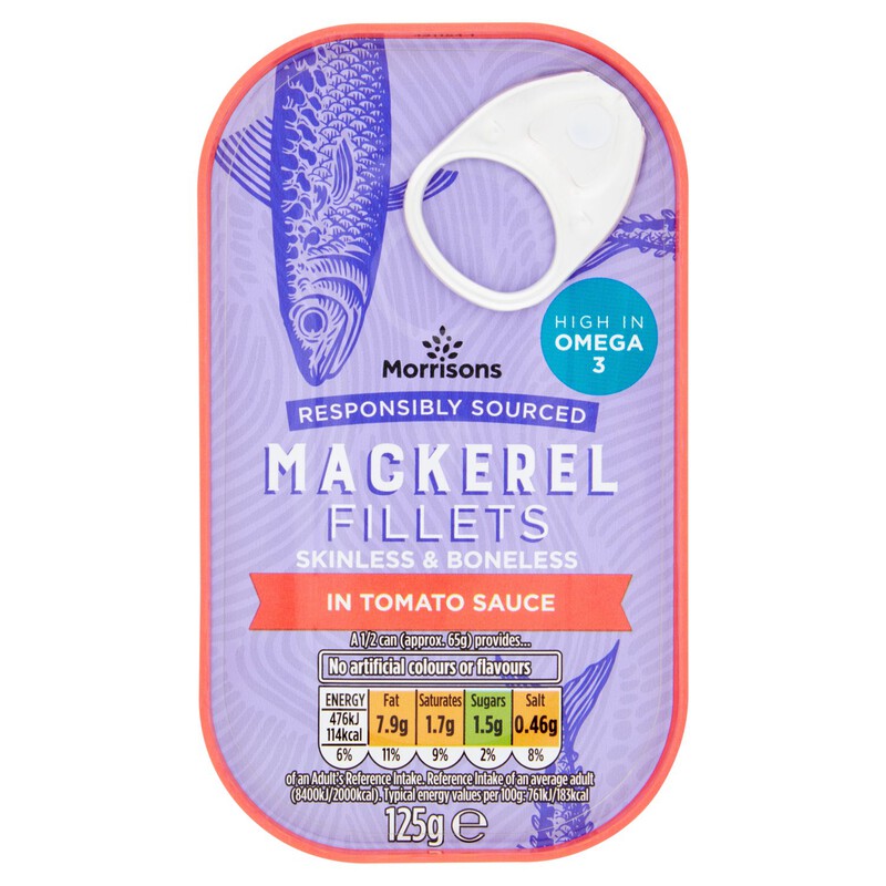 Morrisons Mackerel Fillets In Tomato Sauce (125g) - Morrisons Online ...
