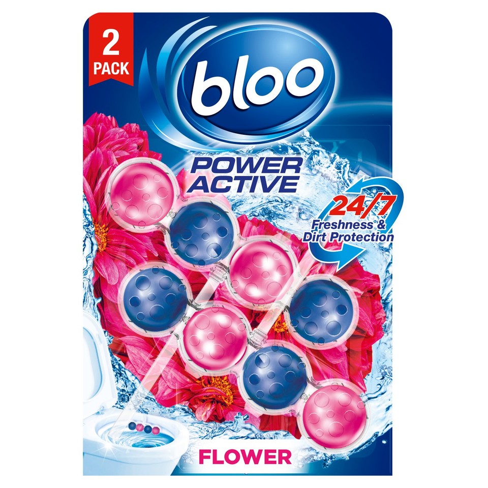 Bloo Power Active Flowers Twin Toilet Rim Block - Morrisons Online ...