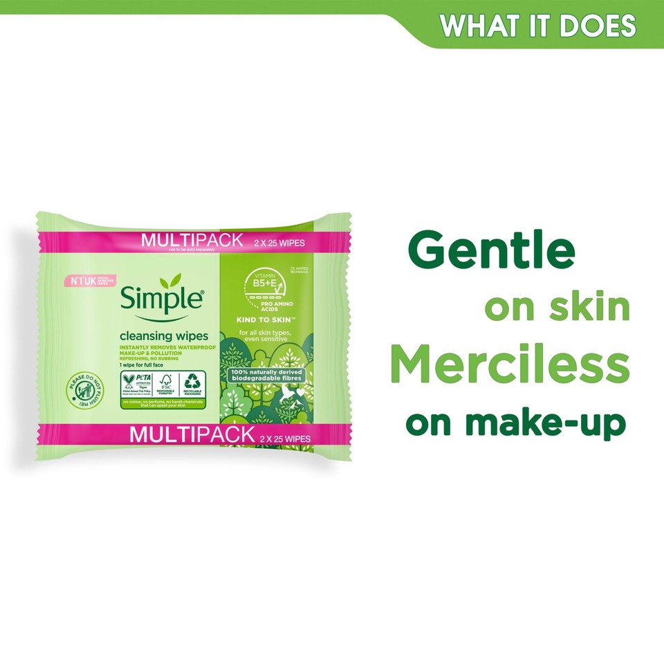 Simple Cleansing Face Wipes Biodegradable - Morrisons Online Groceries ...