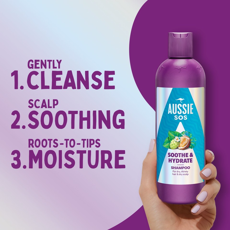 Aussie Soothe & Hydrate Shampoo 300ml - Morrisons Online Groceries & Offers