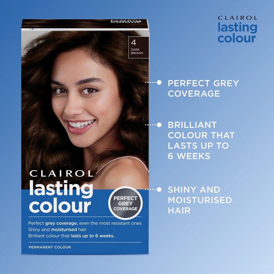 Clairol Lasting Colour Permanent Hair Dye 4 Dark Brown - Morrisons ...