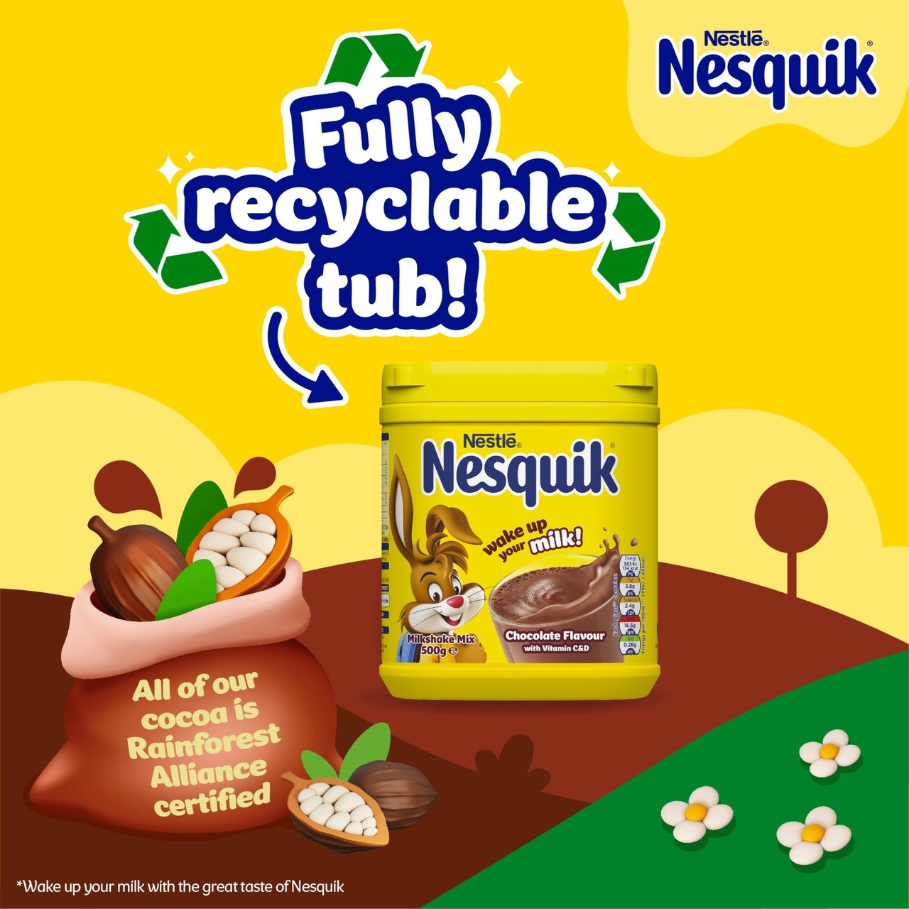 Nesquik Chocolate Flavoured Milkshake Powder 500g Tub - Morrisons ...