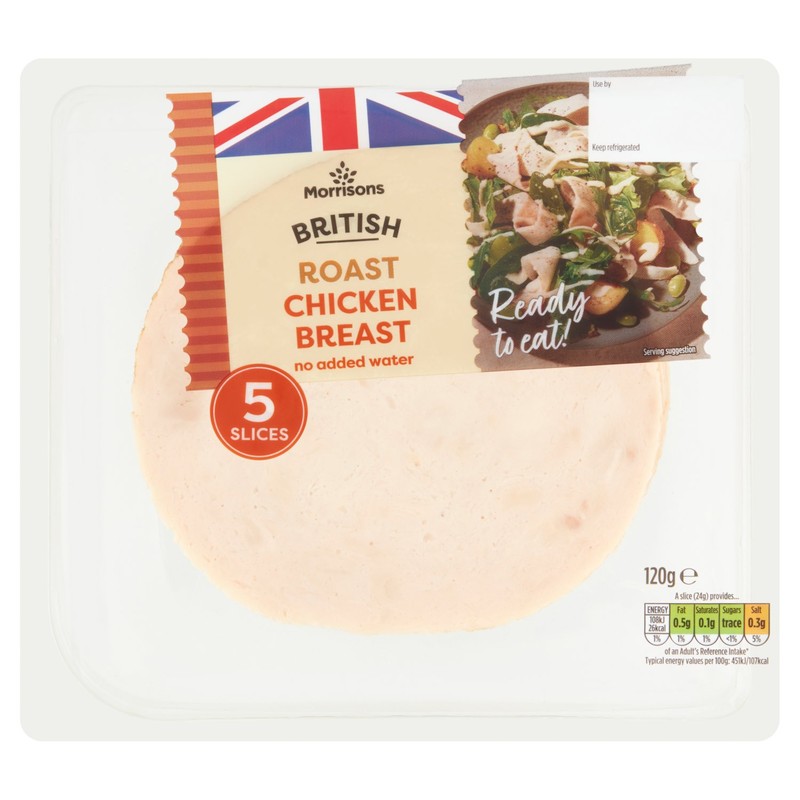 Morrisons 5 British Roast Chicken Breast Slices 120g - Morrisons Online ...