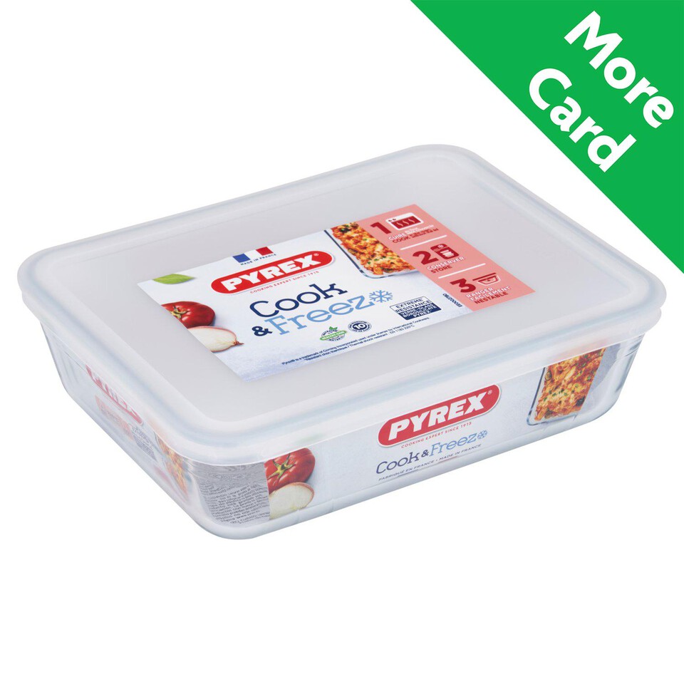 Pyrex Rectangular Dish With Lid 1.5 Litre - Morrisons Online Groceries ...