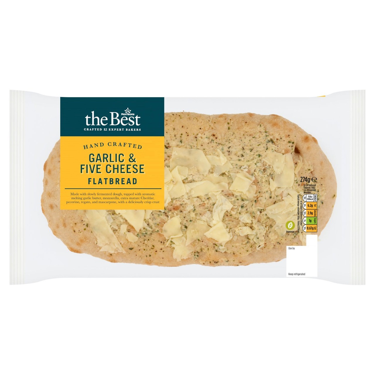 Morrisons The Best 5 Cheese & Garlic Flatbread 274g - Morrisons Online ...