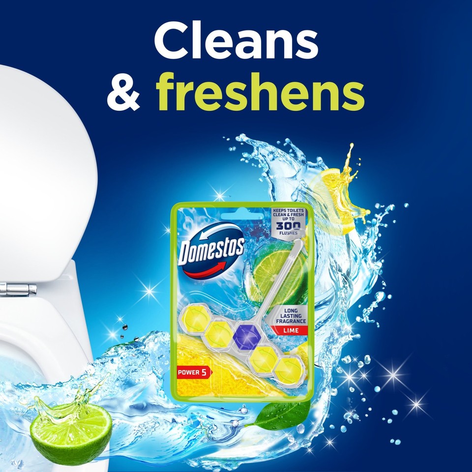 Domestos Power 5 Toilet Rim Block Freshener Lime 50g - Morrisons Online ...