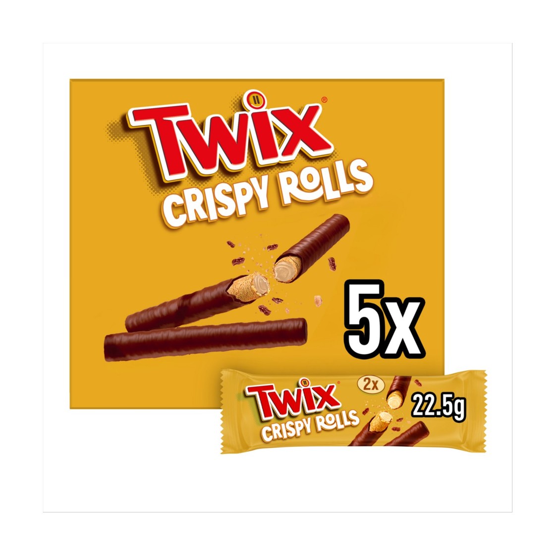 Twix Milk Chocolate Crispy Rolls Snack Bar Multipack 5 x 22.5g Bars ...