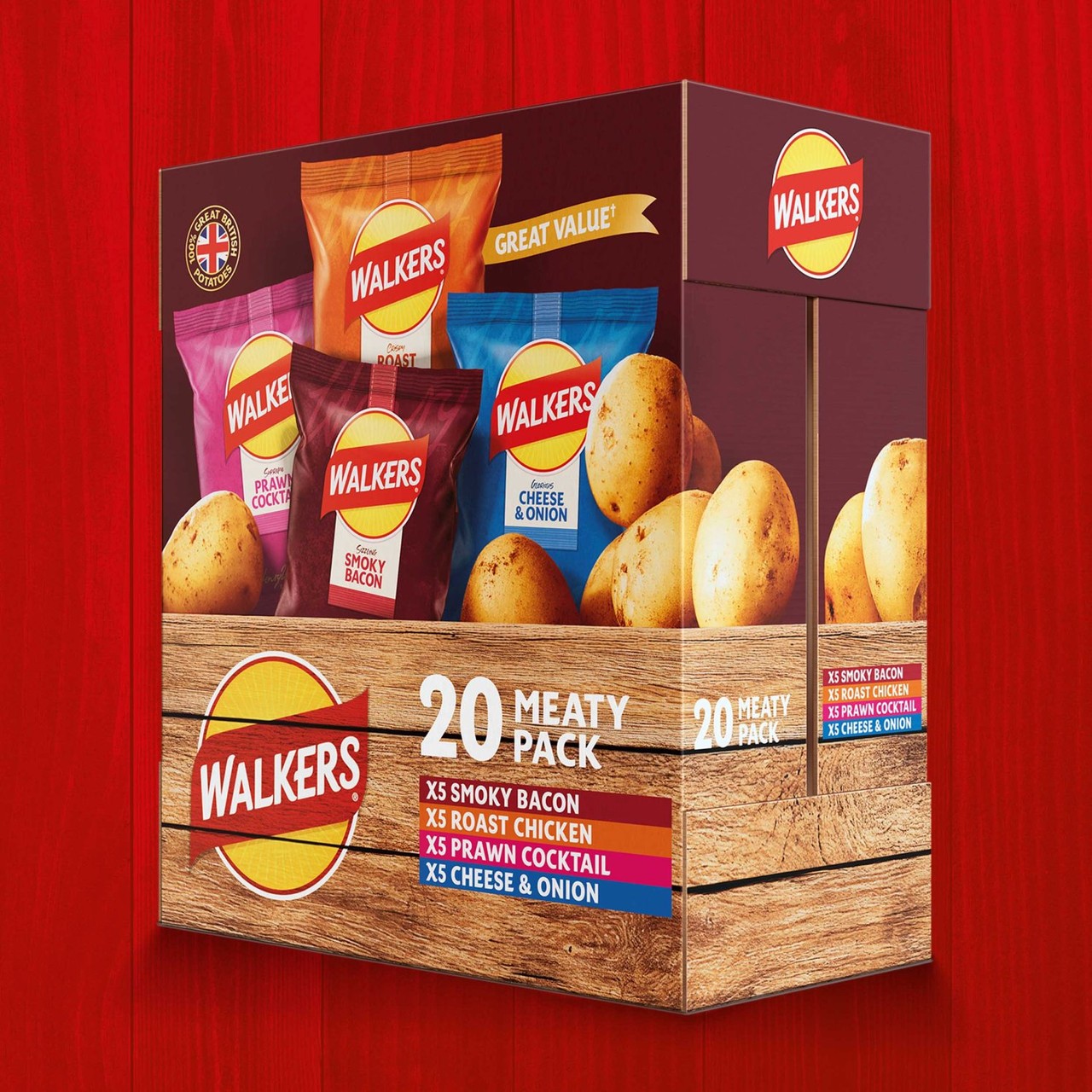 Walkers Meaty Variety Multipack Crisps Box 20 x 25g - Morrisons Online ...