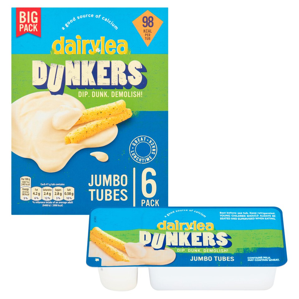 Dairylea Dunkers Jumbo Tubes Cheese Snacks 6 Pack - Morrisons Online ...