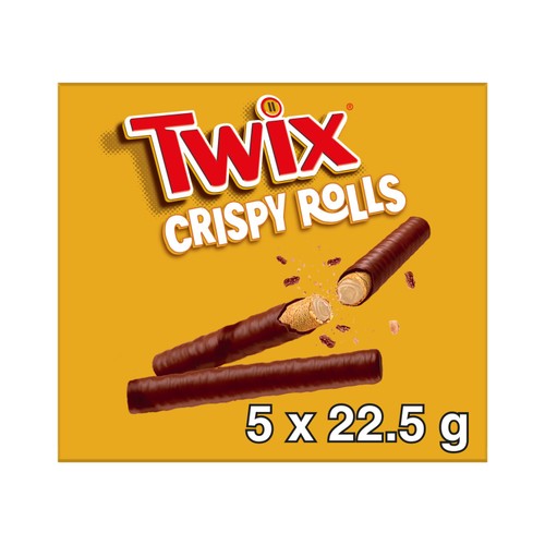 Twix Milk Chocolate Crispy Rolls Snack Bar Multipack 5 x 22.5g Bars ...