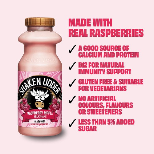 Shaken Udder Raspberry Ripple Milkshake - Morrisons Online Groceries ...