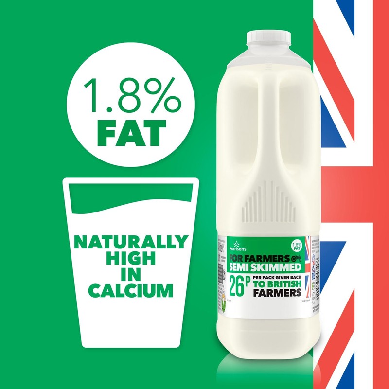 Morrisons For Farmers British Semi Skimmed Milk 6 Pint - Morrisons ...