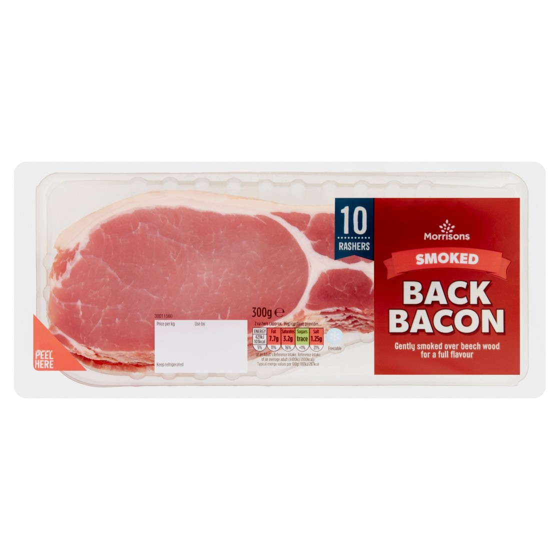 Morrisons 10 Pack Smoked Back Bacon Rashers 300g - Morrisons Online ...
