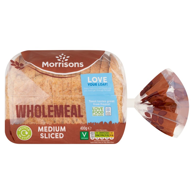 Morrisons Medium Wholemeal Bread - Morrisons Online Groceries & Offers