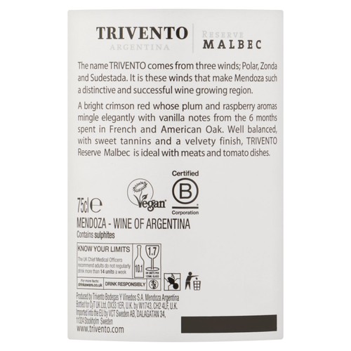 Trivento Reserve Malbec 75cl - Morrisons Online Groceries & Offers