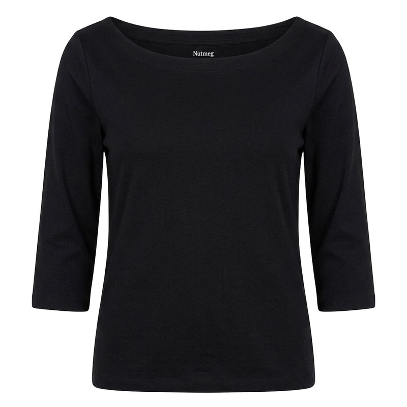 Nutmeg Ladies Size 14 Black 3/4 Sleeve Bardot Top - Morrisons Online ...