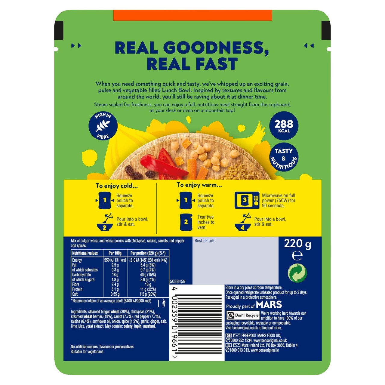 Ben's Original Lunch Bowl Moroccan Style Chickpea & Raisin - Morrisons ...