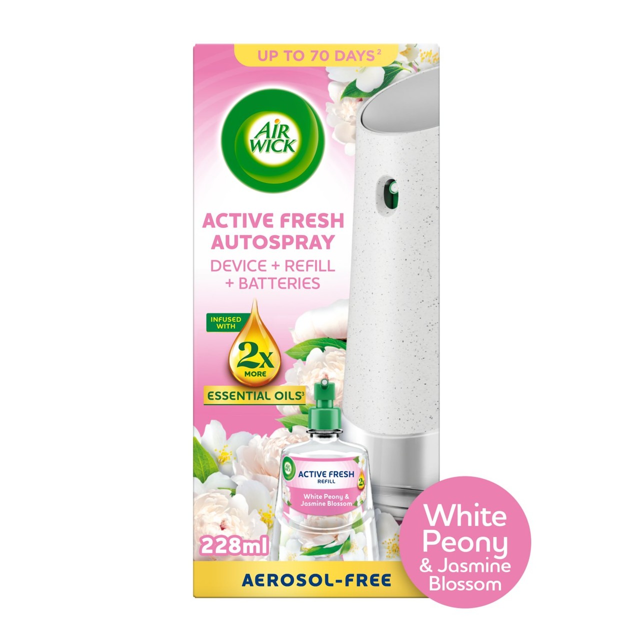 Air Wick White Peony & Jasmine Blossom Aerosol-Free Automatic Spray Kit ...