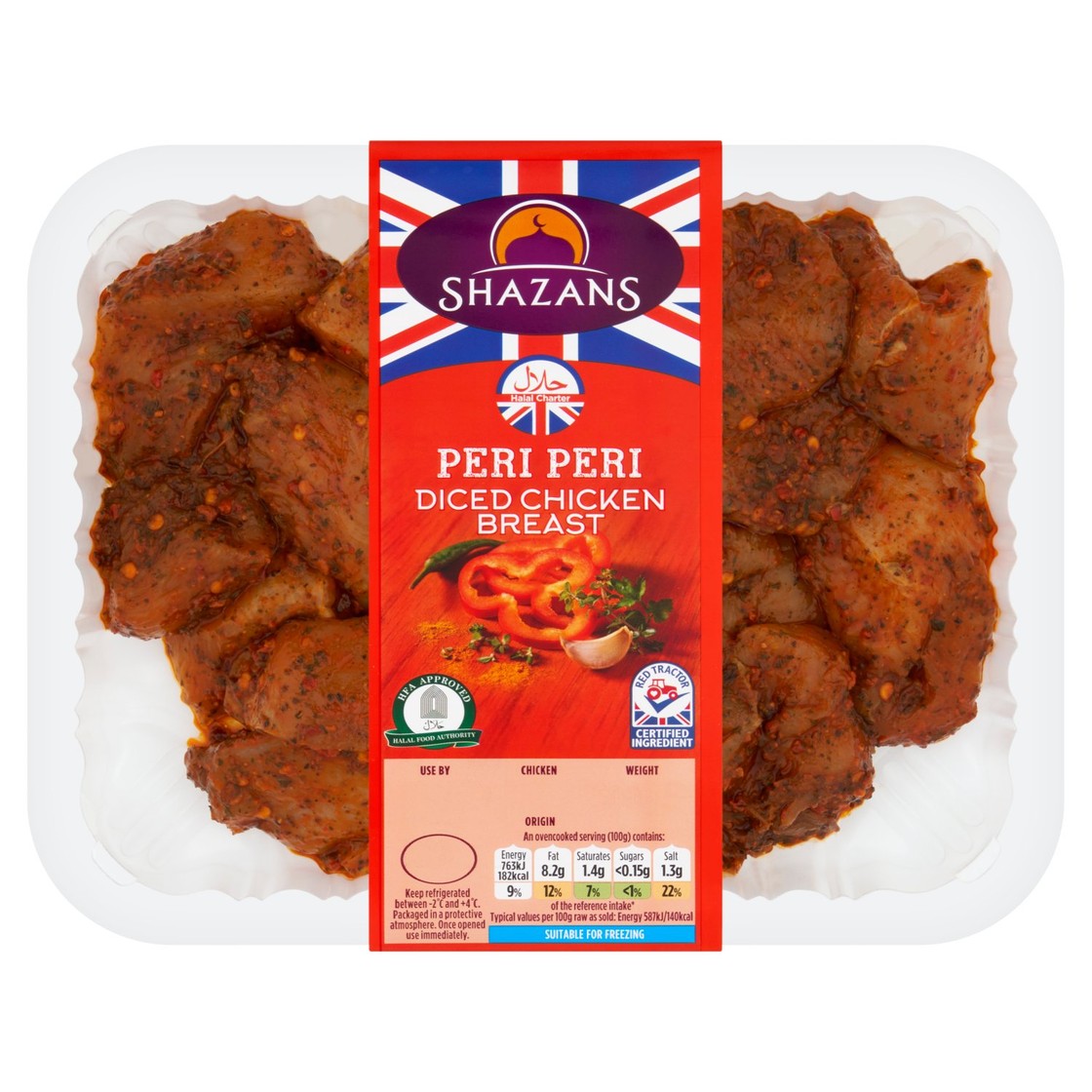 Shazans Halal Peri Peri Diced Chicken Breast 500g - Morrisons Online ...