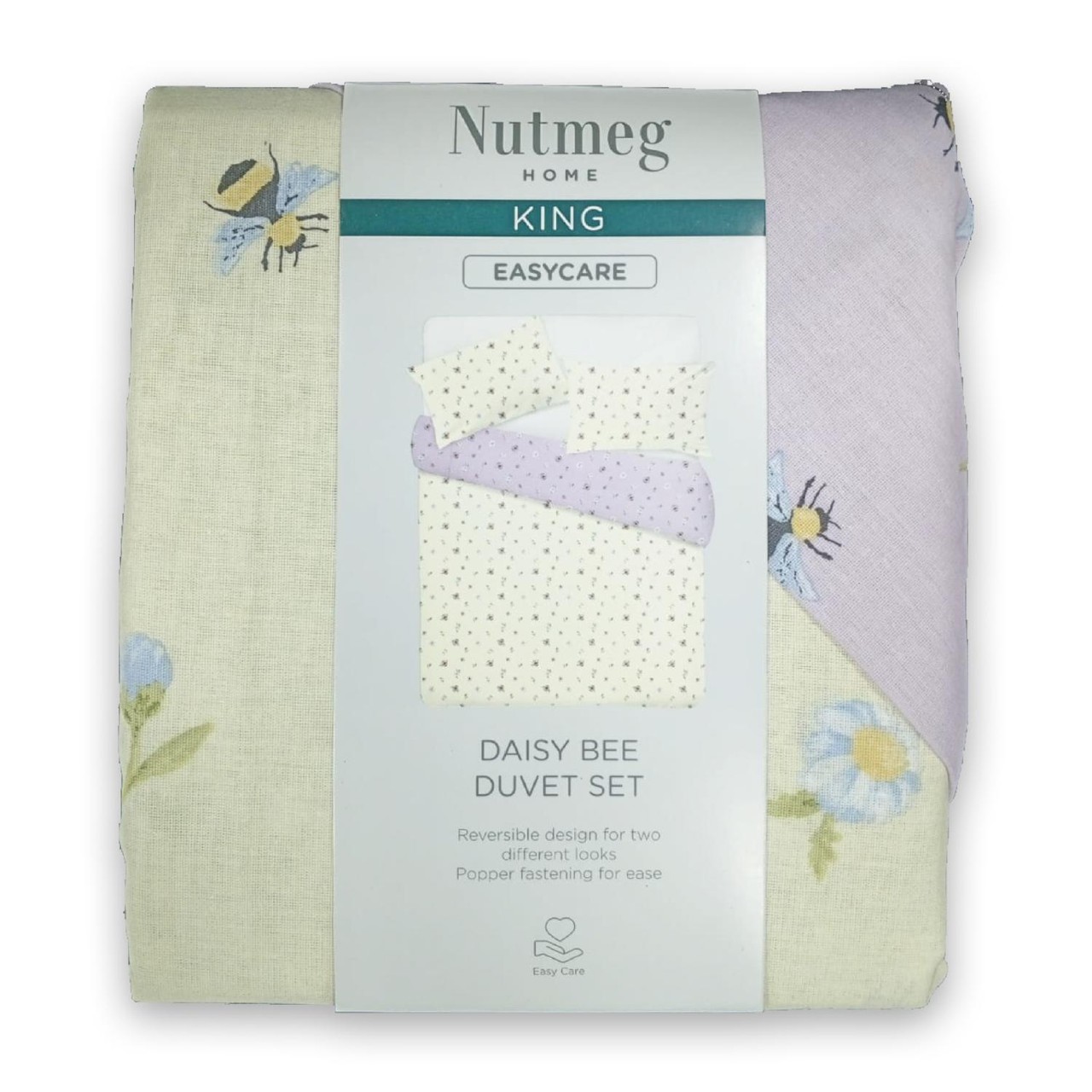 Nutmeg Home Daisy Bee Print Easy Care Duvet Set King - Morrisons Online ...