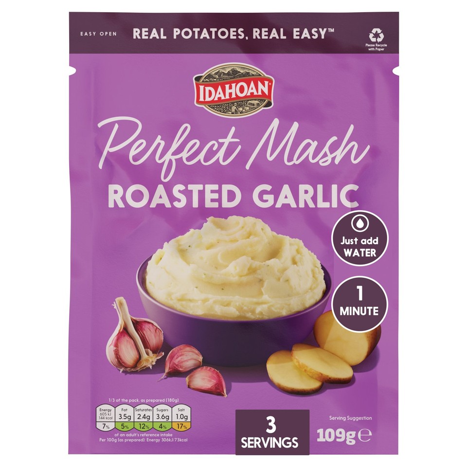 Idahoan Perfect Mash Roasted Garlic (109g) - Morrisons Online Groceries ...