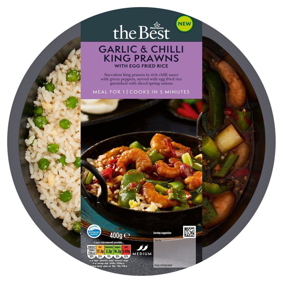 Morrisons The Best Garlic & Chilli King Prawns with Egg Fried Rice - Morrisons Online Groceries ...