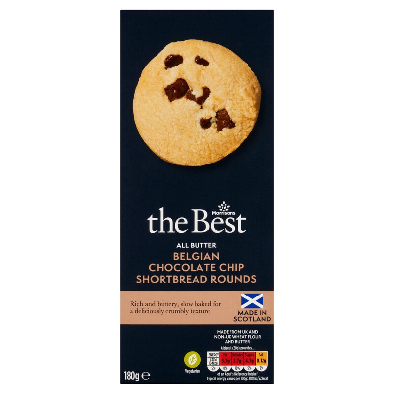 Morrisons The Best Belgian Chocolate Chip Shortbread Rounds - Morrisons ...