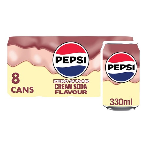 Pepsi Zero Sugar Cream Soda Flavour 8x330ml - Morrisons Online ...