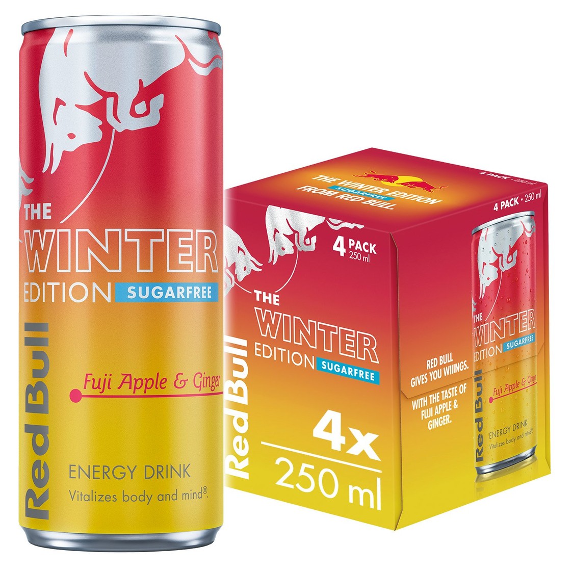 Red Bull Energy Drink Sugar Free Fuji Apple & Ginger 4 x 250ml ...