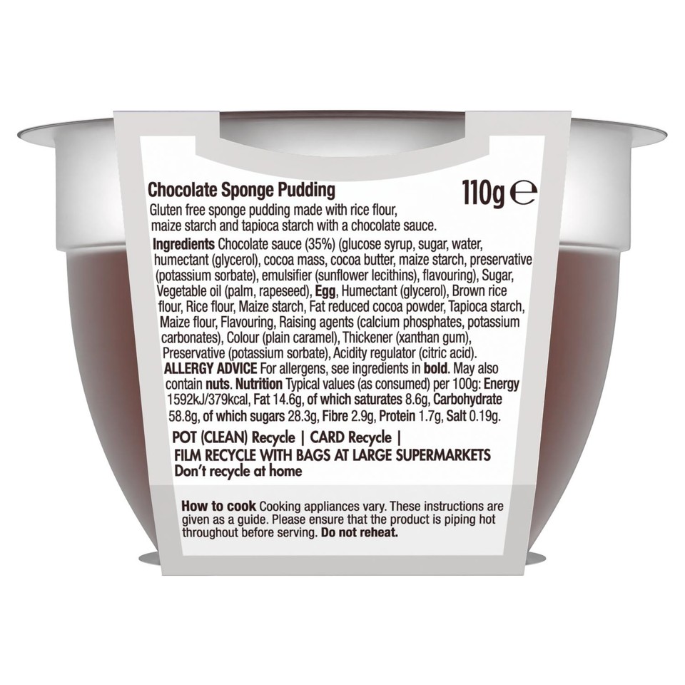 Morrisons Free From Chocolate Sponge Pudding 110g - Morrisons Online Groceries & Offers