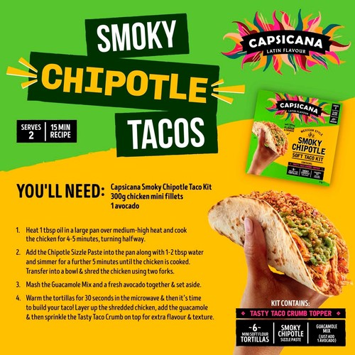 Capsicana Mexican Smoky Chipotle Soft Taco Meal Kit 273g - Morrisons ...