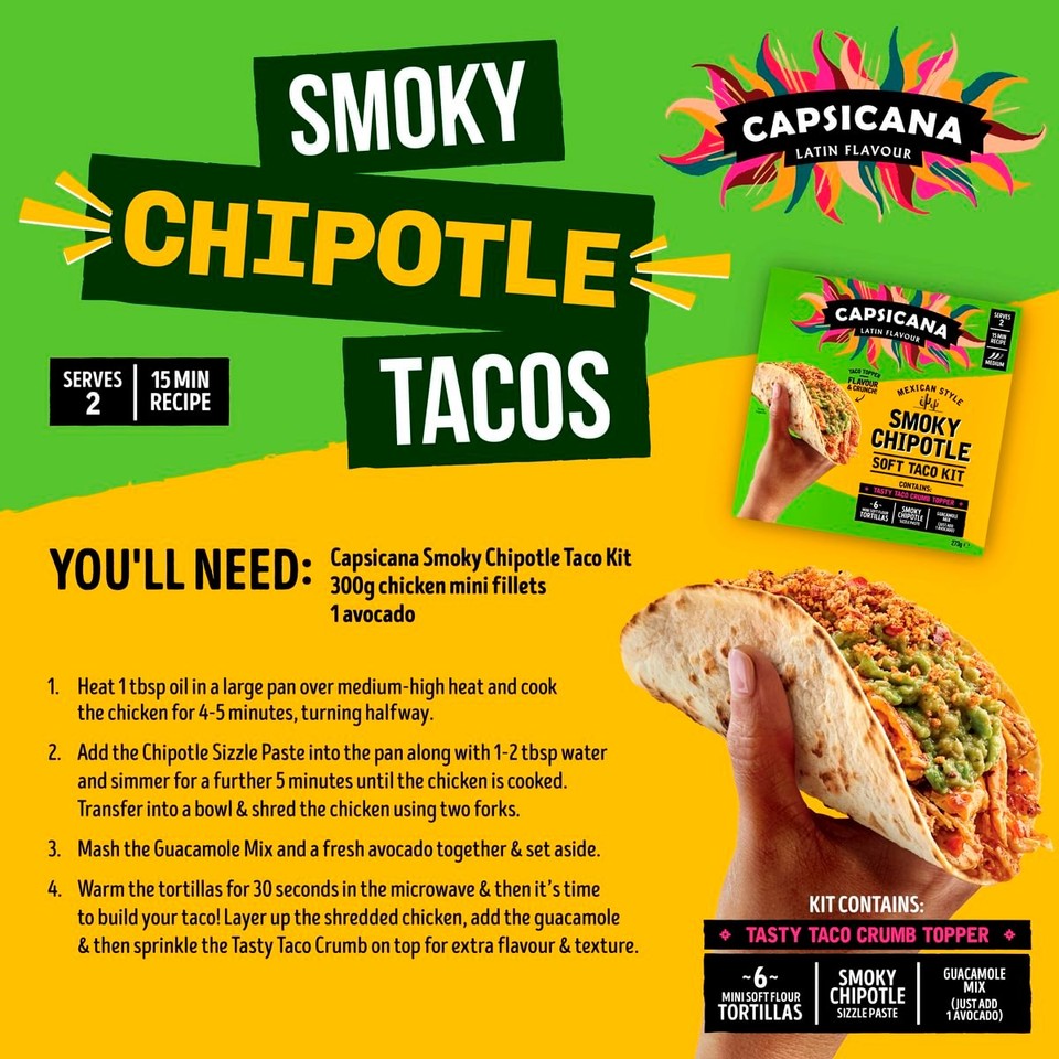 Capsicana Mexican Smoky Chipotle Soft Taco Meal Kit 273g - Morrisons ...