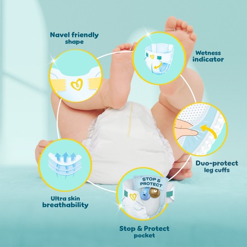 Pampers Premium Protection New Baby Size 2, 44 Nappies Essential Pack ...