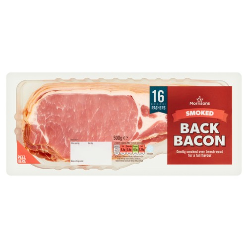 Morrisons 16 Rashers Smoked Back Bacon 500g - Morrisons Online ...