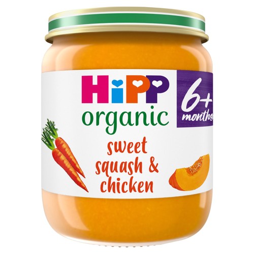 HiPP Organic Sweet Squash & Chicken Baby Food Jar 6+ Months125g ...