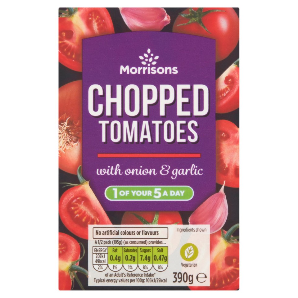 Morrisons Chopped Tomatoes with Garlic & Onion (390g) - Morrisons ...