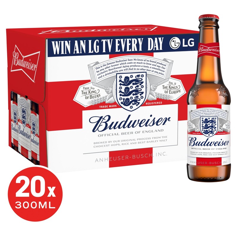 Budweiser Lager Beer Bottles 20 x 300ml - Morrisons Online Groceries ...