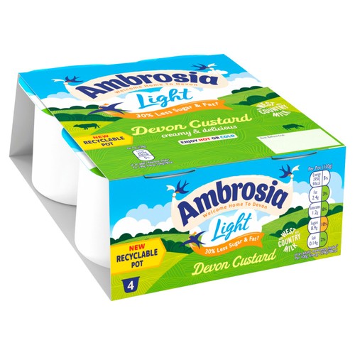 Ambrosia Light Devon Custard Dessert Pots 4 x 120g - Morrisons Online ...