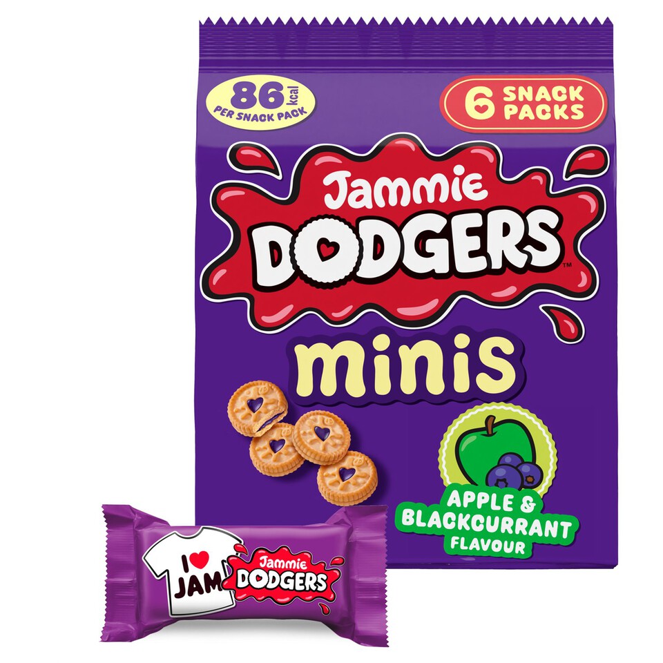 Jammie Dodgers Biscuit Minis Apple & Blackcurrant Multipack 6 Packs ...