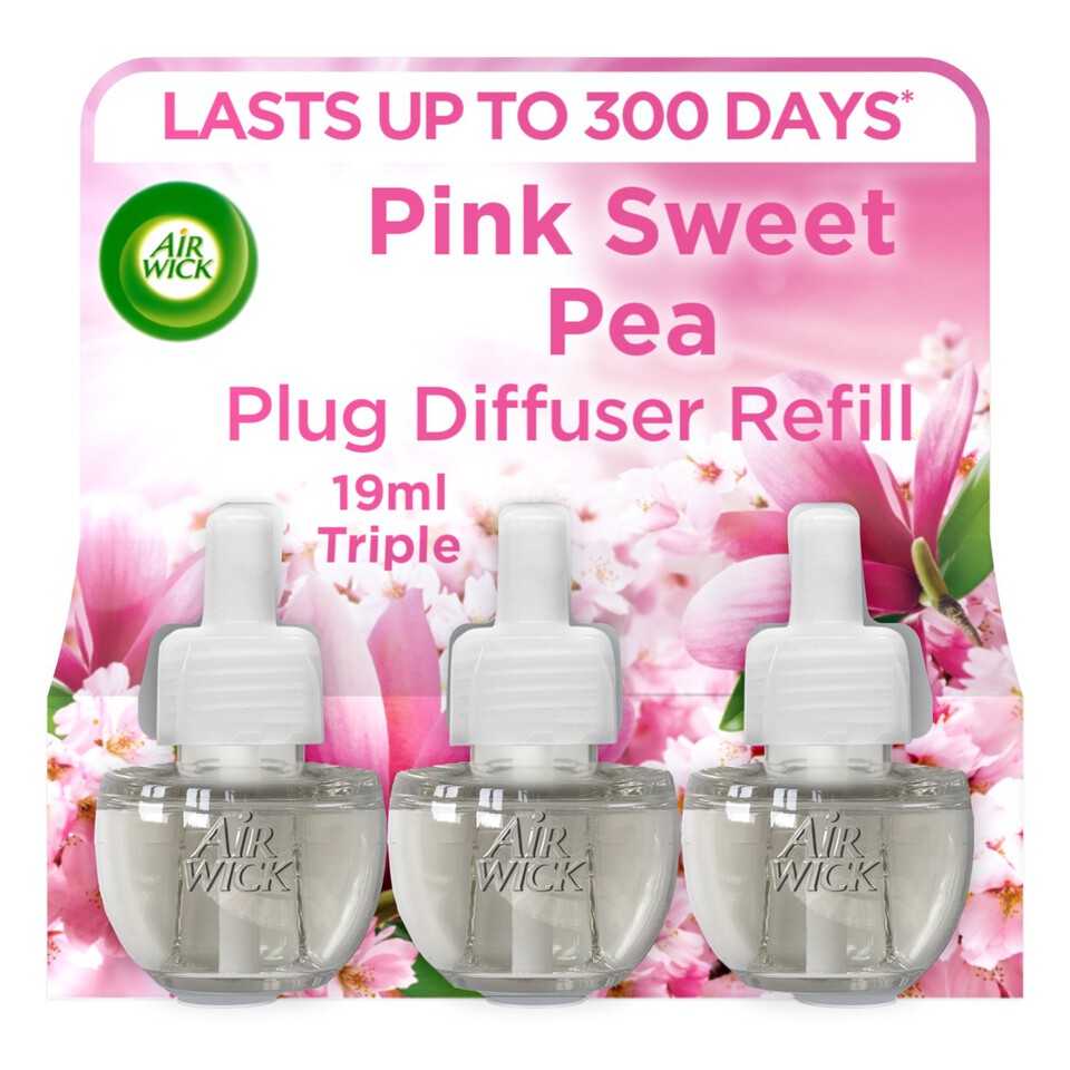 Air Wick Pink Sweet Pea Triple Plug Diffuser Refill - Morrisons Online ...