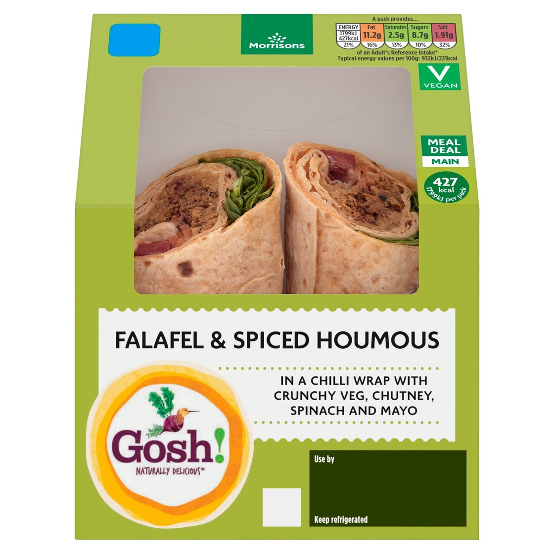 Morrisons "Gosh!" Falafel & Spiced Houmous Wrap - Morrisons Online ...