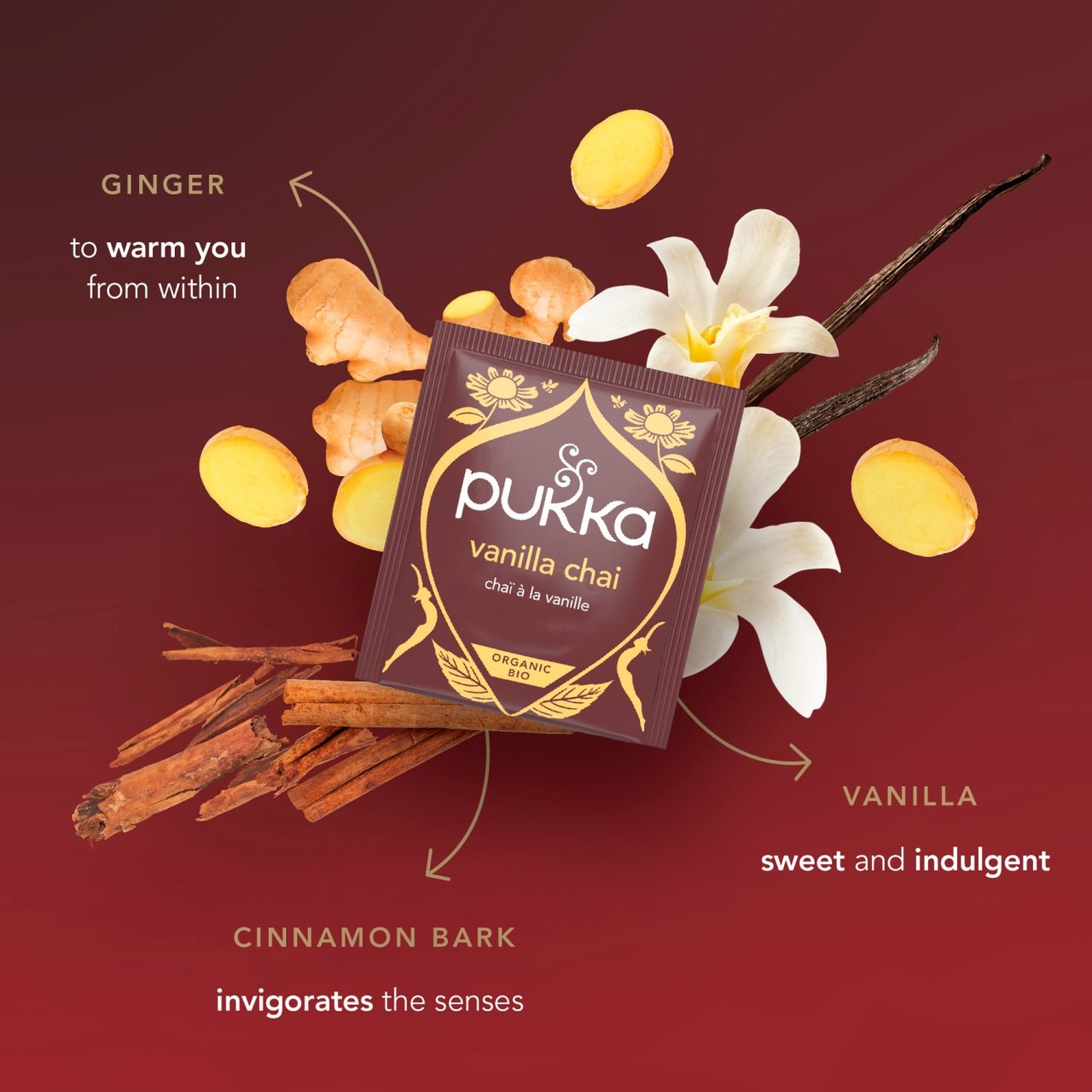 Pukka Vanilla Chai, Organic Herbal Tea with Cinnamon & Cardamom, 20 ...