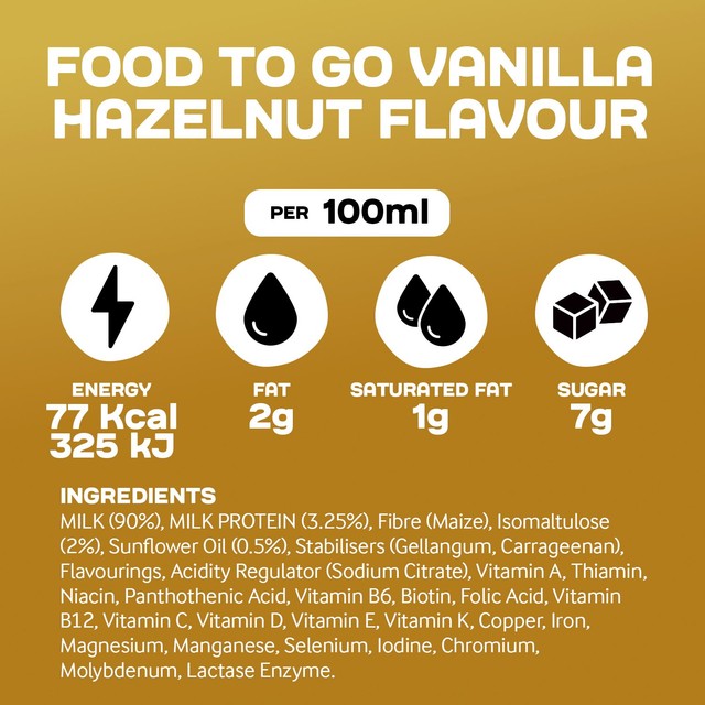 Arla Protein Food To Go Vanilla Hazelnut Meal Replacement Shake 500ml ...