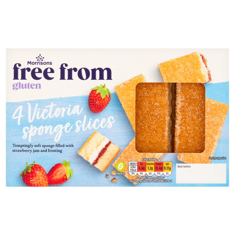 Morrisons Free From Gluten 4 Victoria Sponge Slices 116g - Morrisons ...