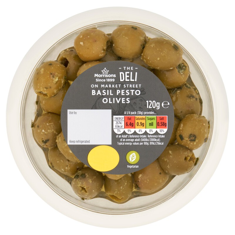 Morrisons Deli Basil Pesto Olives 120g - Morrisons Online Groceries ...