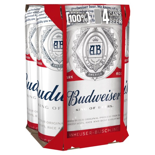 Budweiser Cans 4x568ml - Morrisons Online Groceries & Offers