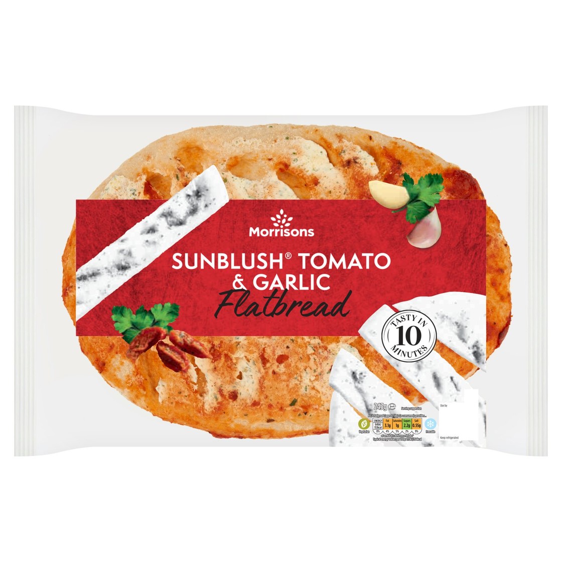 Morrisons Sunblush Tomato & Garlic Flatbread 243g - Morrisons Online ...