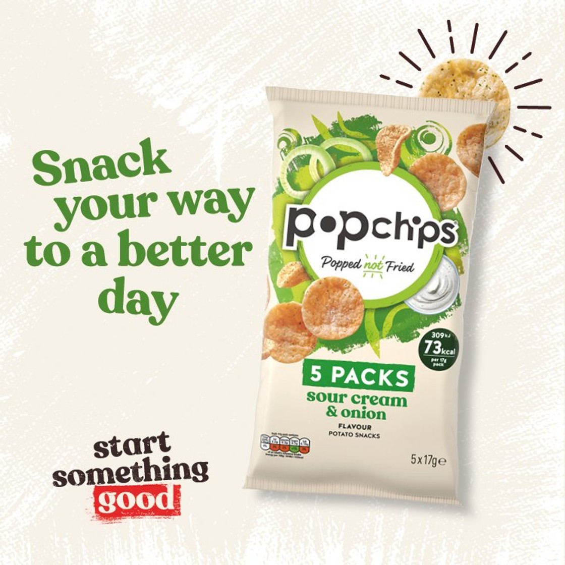 Popchips Sour Cream & Onion Multipack Crisps 5 Pack - Morrisons Online ...