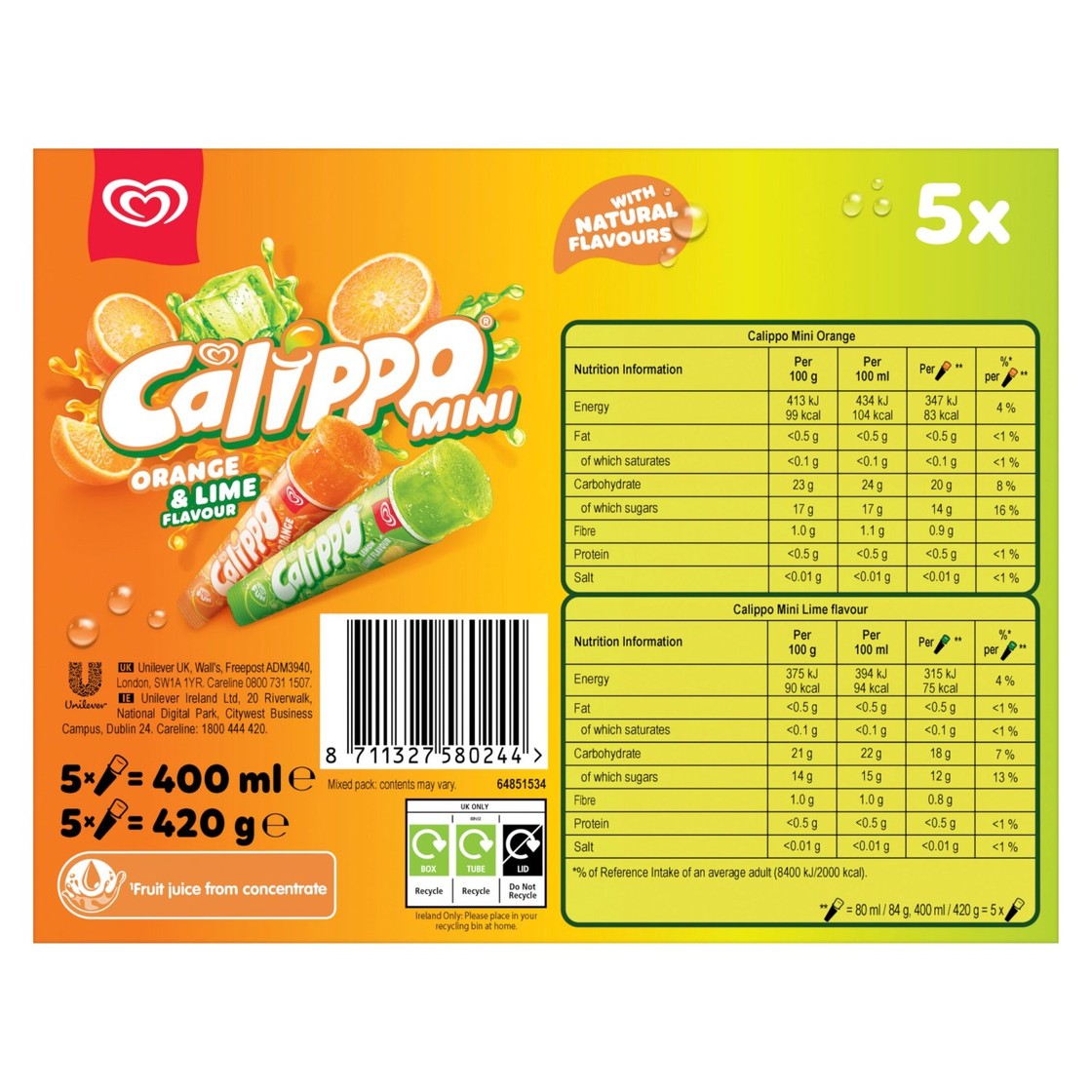 Calippo Mini Orange & Lime Ice Lollies - Morrisons Online Groceries ...