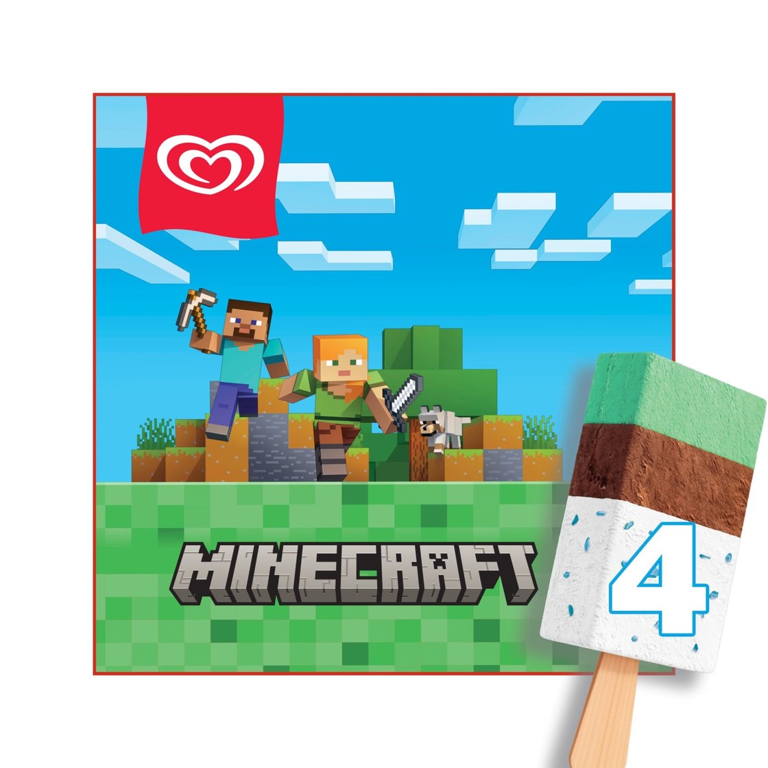 Heartbrand Minecraft Ice Cream Sticks Vanilla & Chocolate 4x75 ml ...